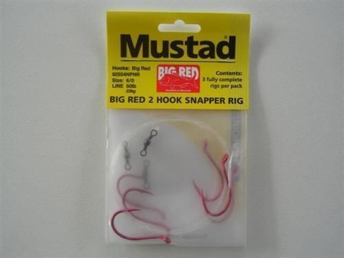 MUSTAD BIG RED SNAPPER RIG 2 HOOK SET UP X 3 RIGS 6/0 | eBay