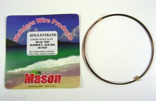 25ft Coil of 58lb Mason Single Strand Stainless Steel Wire Fishing Leader