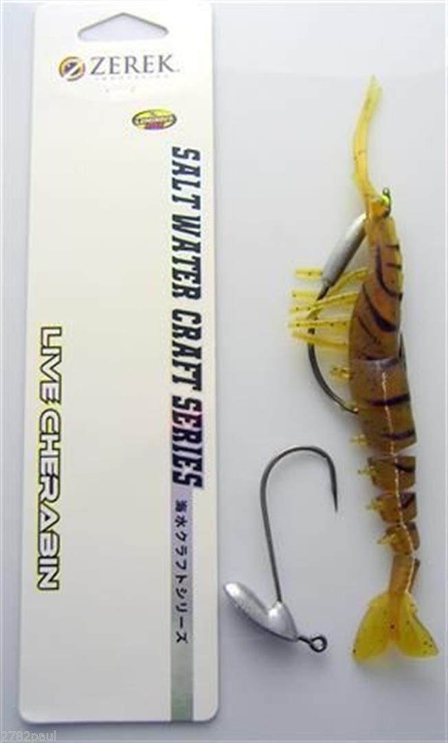 145mm Zerek Live Cherabin Pre Rigged Lumo Eyes Fishing Lure with Bonus ...