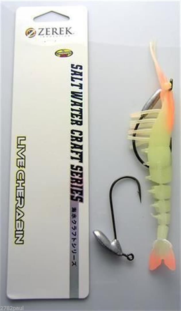 145mm Zerek Live Cherabin Pre Rigged Lumo Eyes Fishing Lure with Bonus ...