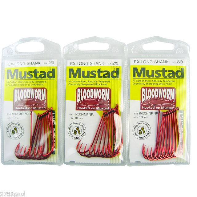 MUSTAD BLOODWORM SIZE 2/0 - 90234NPNR - BULK 3 PACK - CHEMICALLY ...