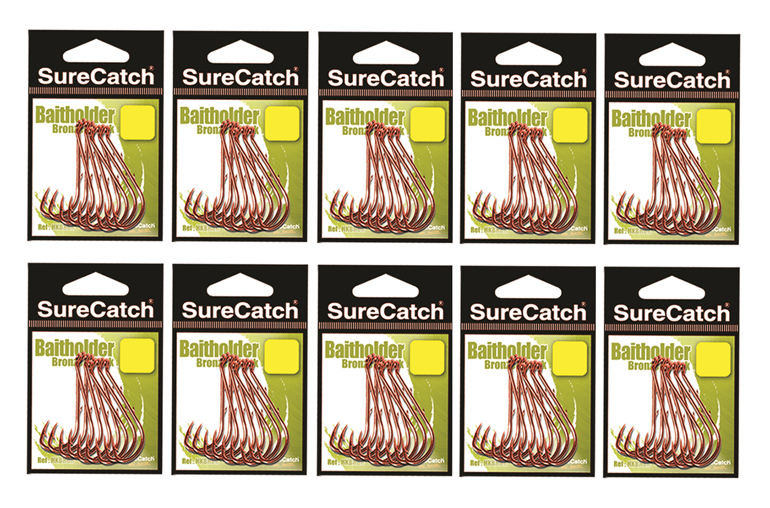 10 Packs of Surecatch 309PPBB Bronze Baitholder Fishing Hooks