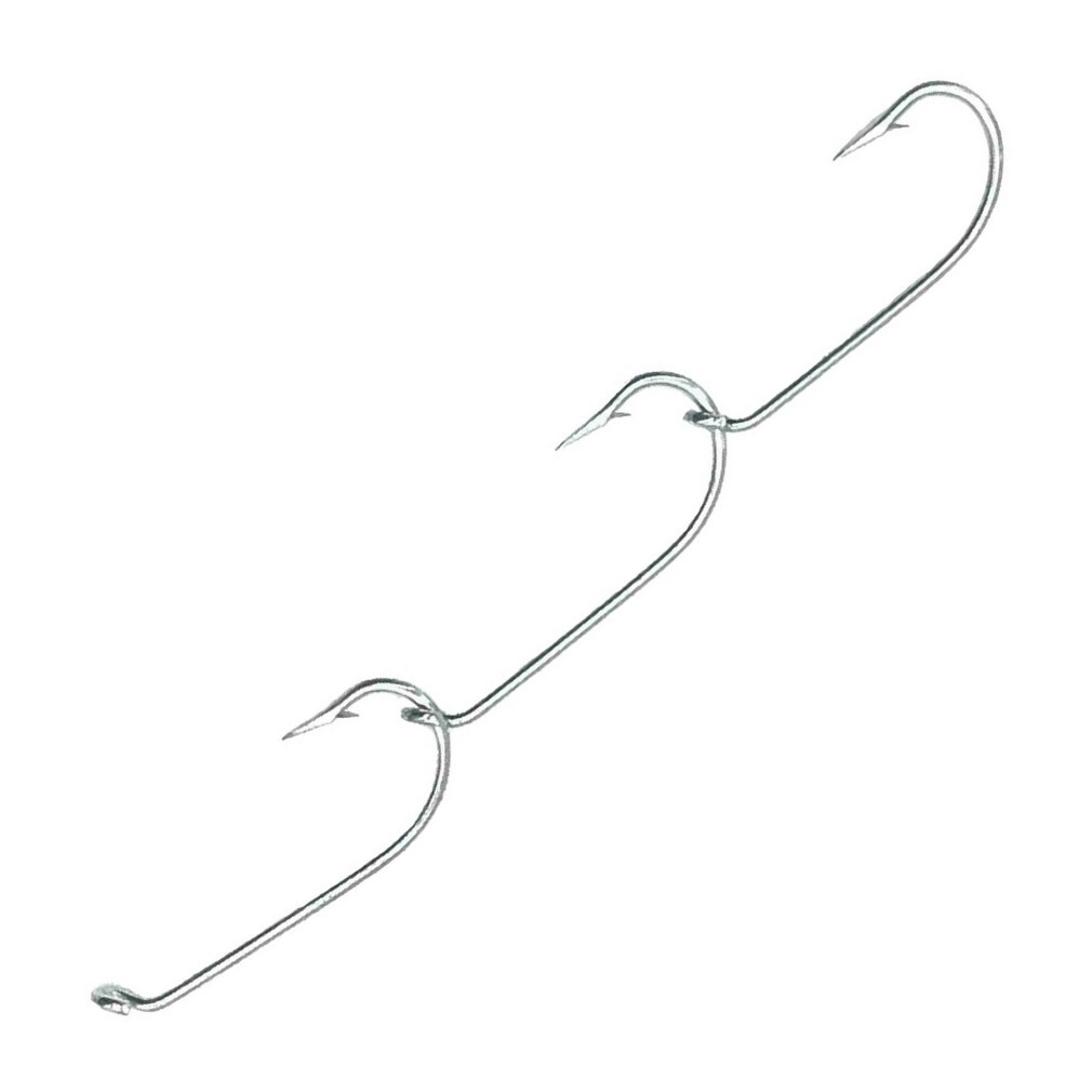 10 Packets of Eagle Claw 3 x 3 Ganged Hooks - 30 Pre-Rigged Gang Hooks ...