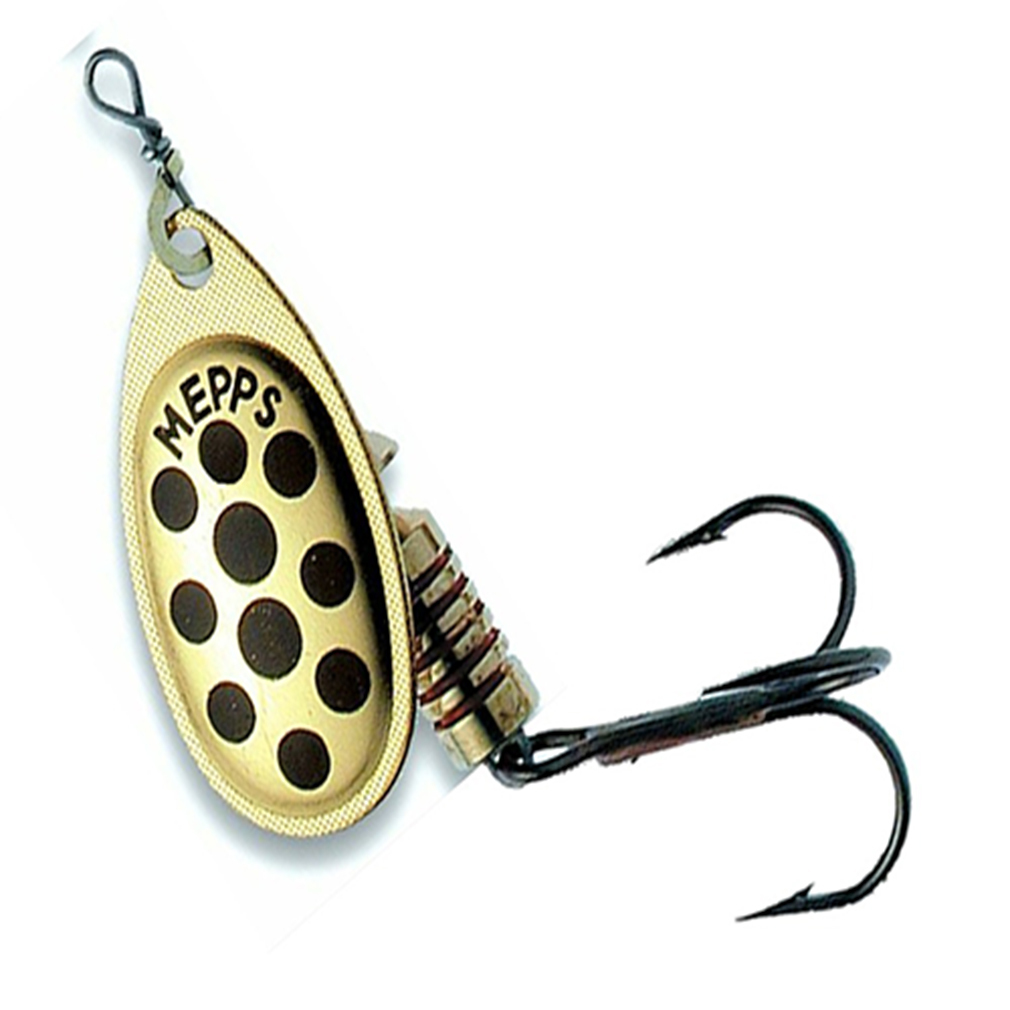 Mepps Lures Aglia Decorees Spinner - Gold with Black Dots Spinnerbait ...