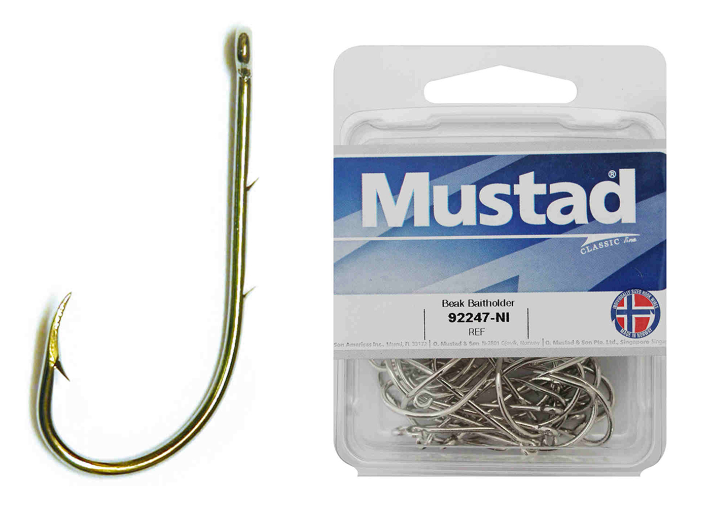 Mustad 92247 - Size 6 Qty 50 - Beak Baitholder Fishing Hook