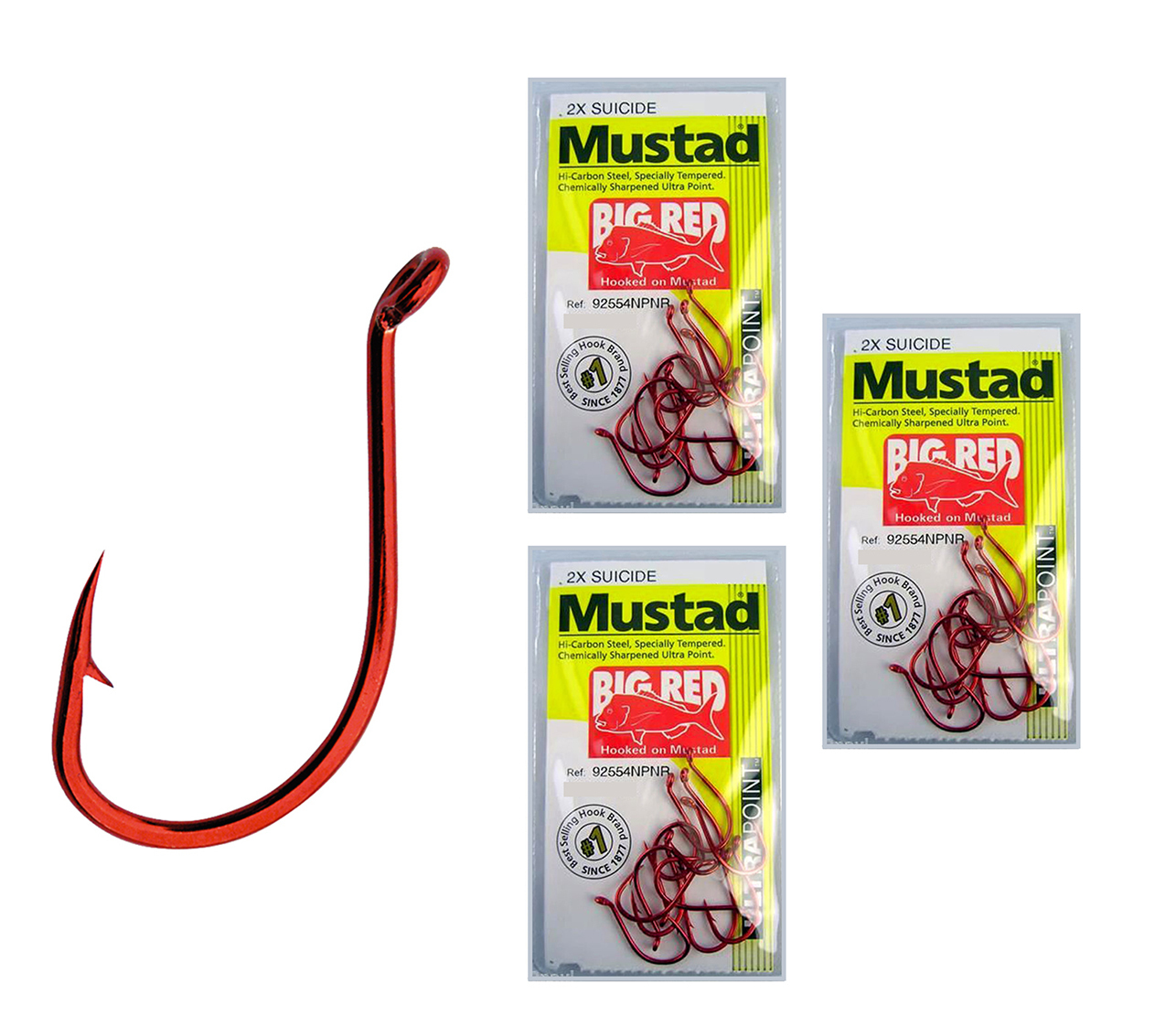 Mustad Big Red Size 8/0- Bulk 3 Pack -92554npnr - 2x Strong Chemically ...