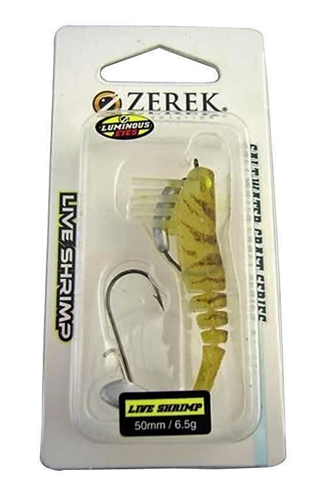 50mm Zerek Live Shrimp Pre Rigged Lumo Eyes Kevlar Jointed Body Lure