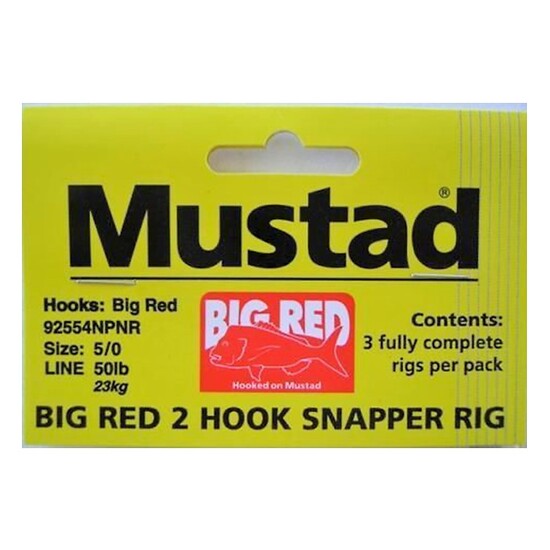 MUSTAD BIG RED SNAPPER RIG 2 HOOK SET UP X 3 RIGS 5/0